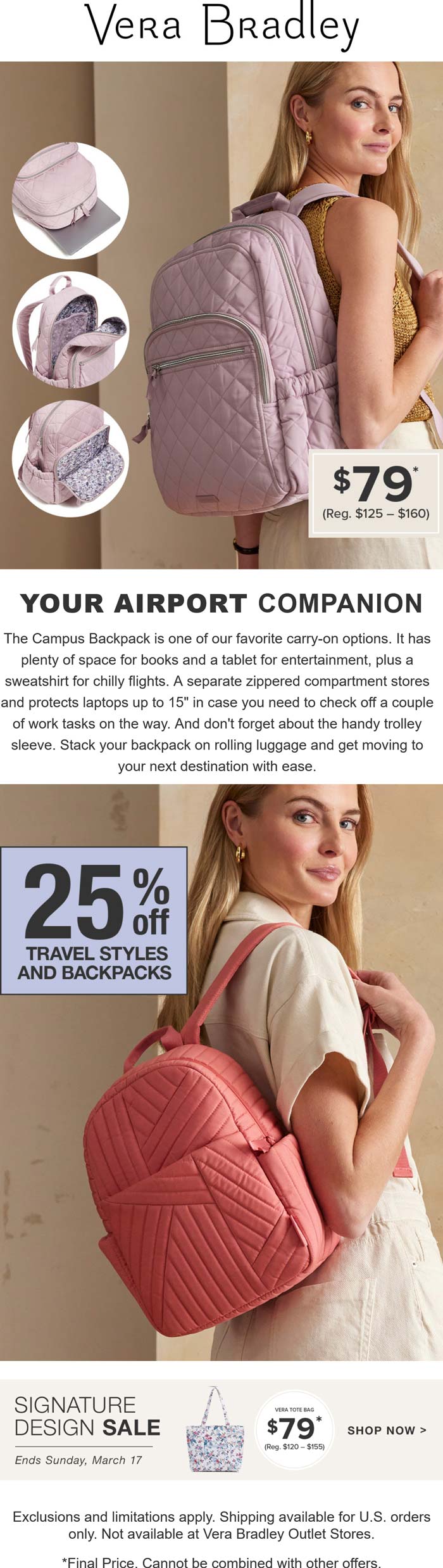 25% off travel styles & backpacks at Vera Bradley #verabradley - The ...