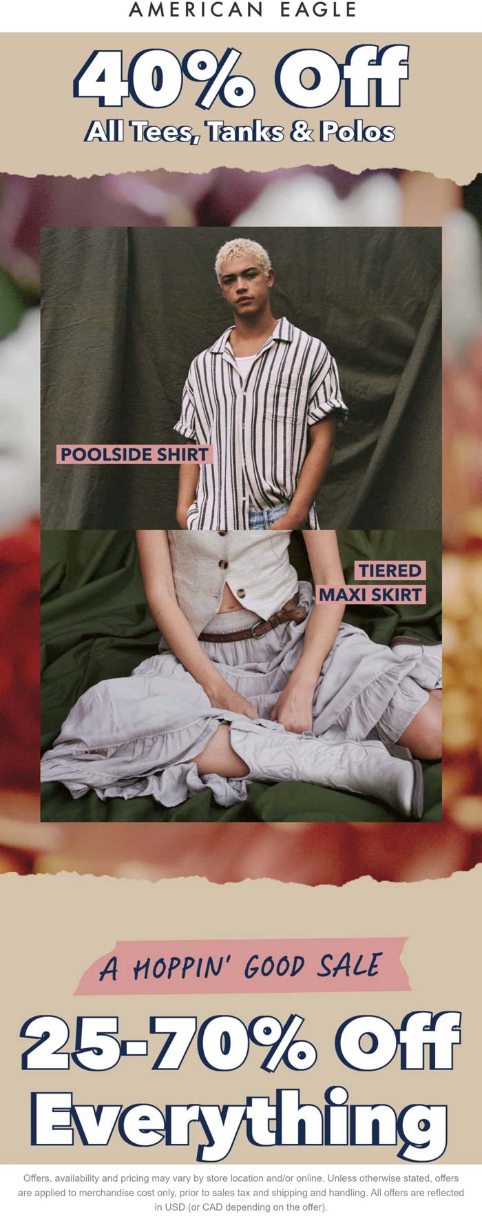 25-70% off everything at American Eagle, ditto online #americaneagle ...