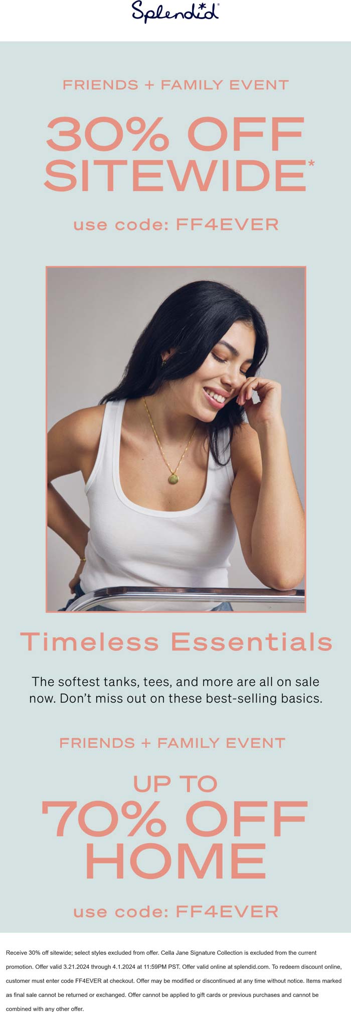 30% off everything online at Splendid via promo code FF4EVER #splendid ...