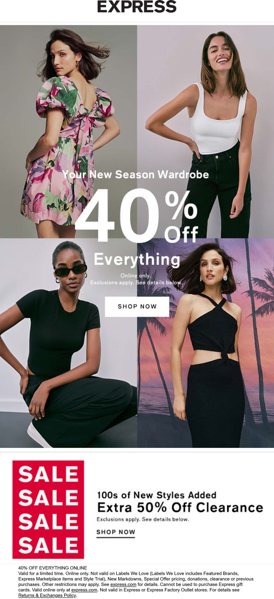 40% off everything online at Express #express - The Coupons App®