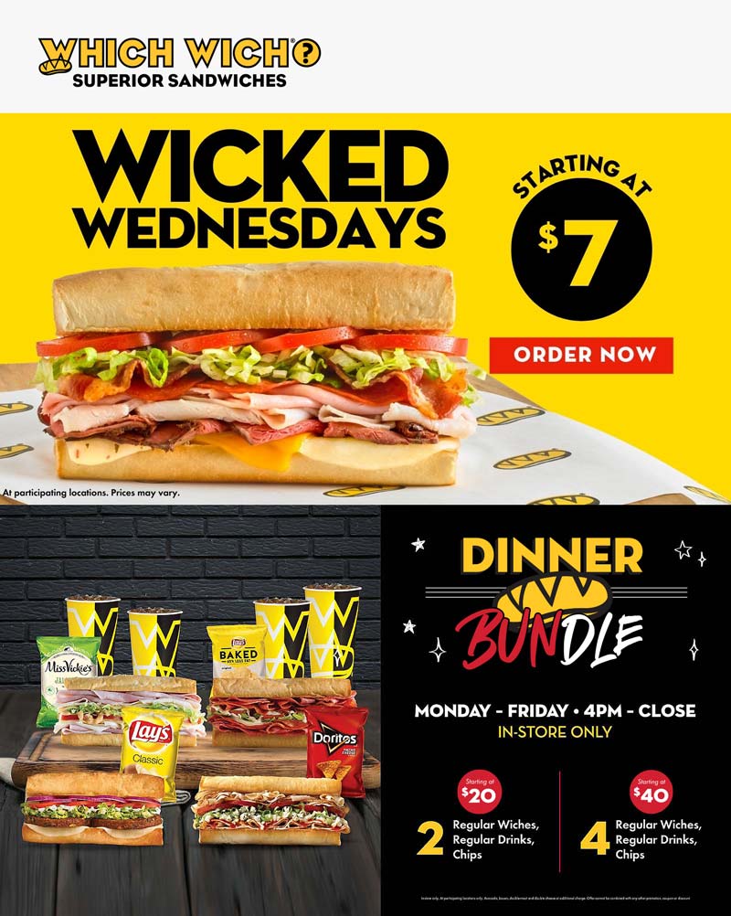 $7 wicked 5-meat 3-cheese sandwich today at Which Wich #whichwich - The Coupons App®