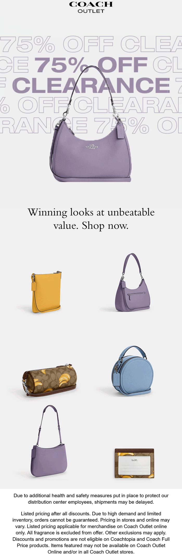 75% off clearance at Coach Outlet #coachoutlet - The Coupons App®