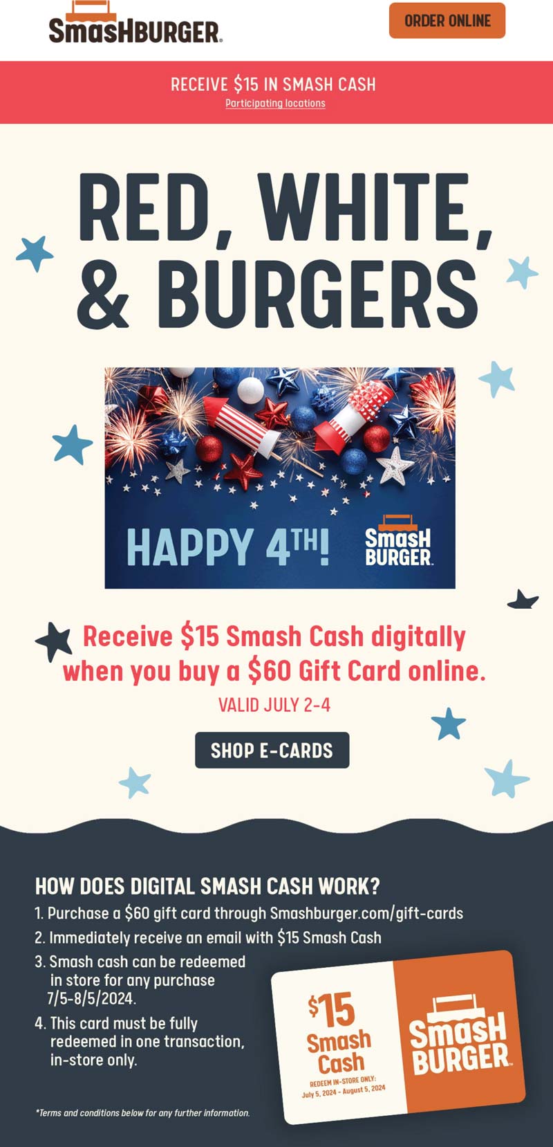 $15 card with your $60 card purchase at Smashburger restaurants # ...