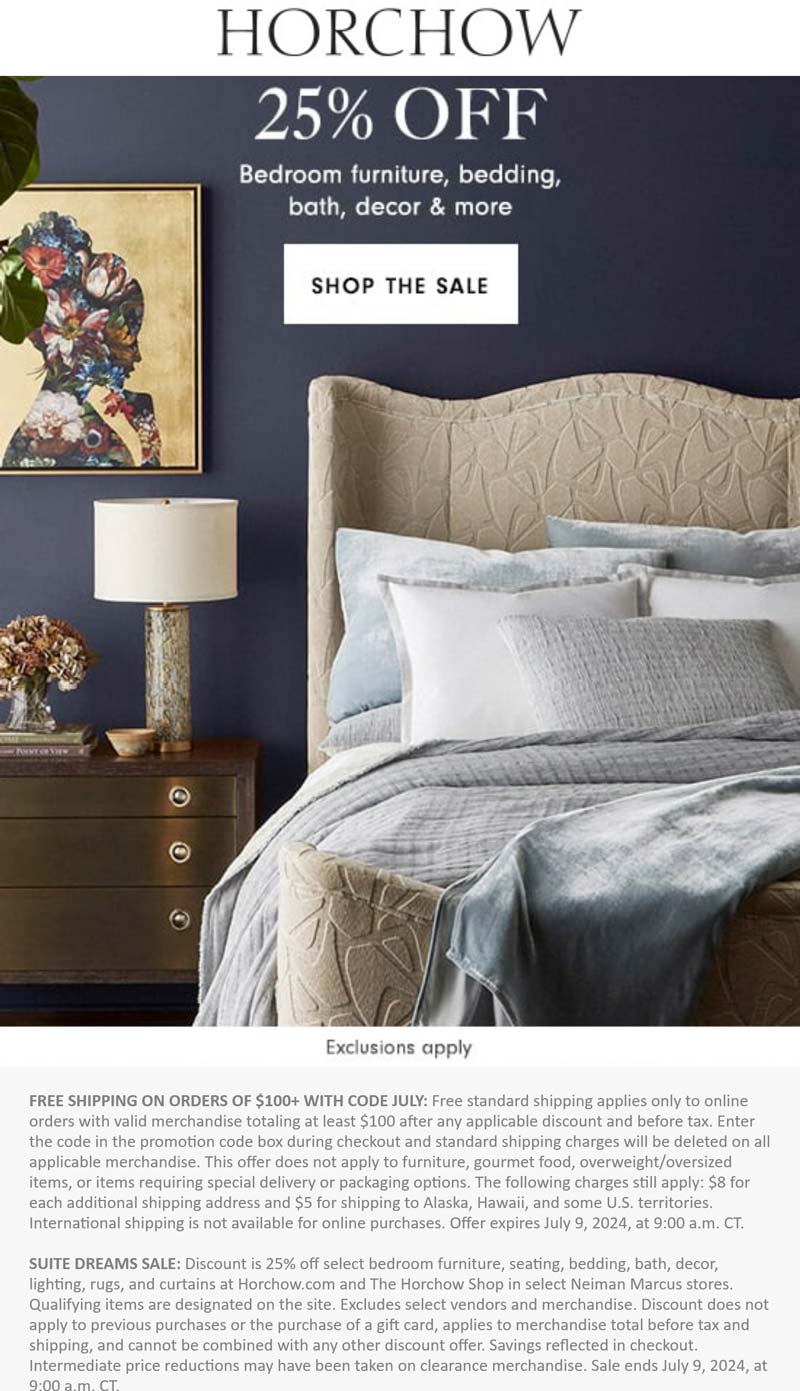 25% off bedroom & bath at Horchow #horchow - The Coupons App®
