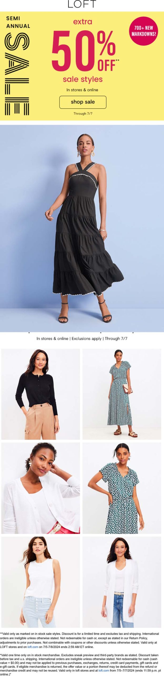 Extra 50% off sale styles at LOFT, ditto online #loft - The Coupons App®