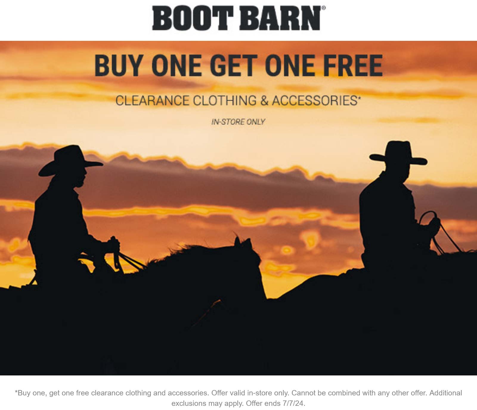 Second clearance item free today at Boot Barn #bootbarn - The Coupons App®