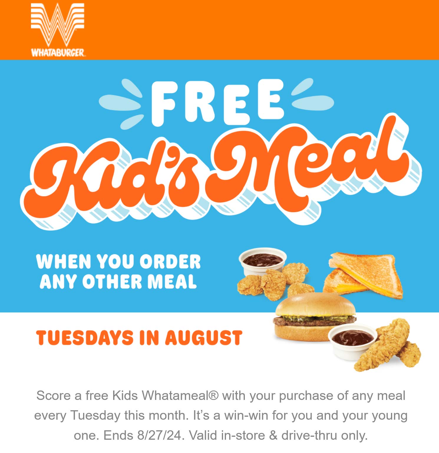 Free kids meal with yours Tuesdays at Whataburger #whataburger - The ...