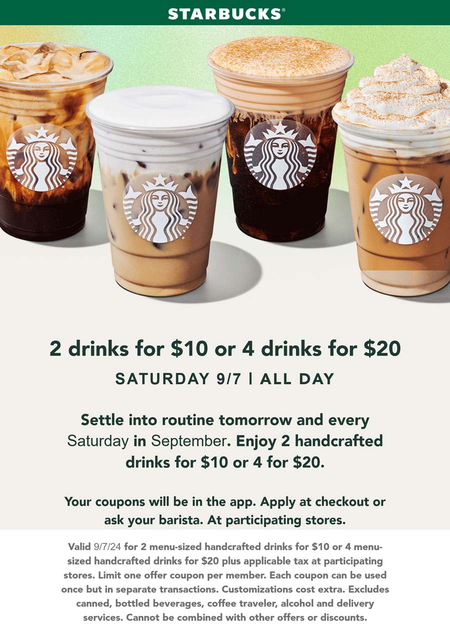 $5 buck drinks today at Starbucks coffee #starbucks - The Coupons App®