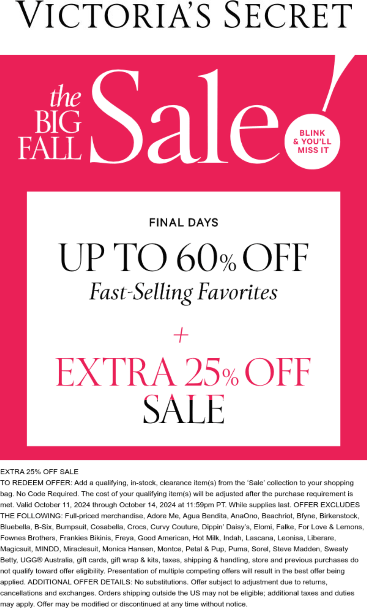 Extra 25% off sale items at Victorias Secret #victoriassecret - The ...