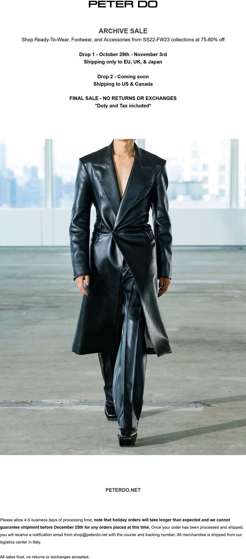 75-80% off archive sale on SS22-FW23 collections at Peter Do #peterdo ...