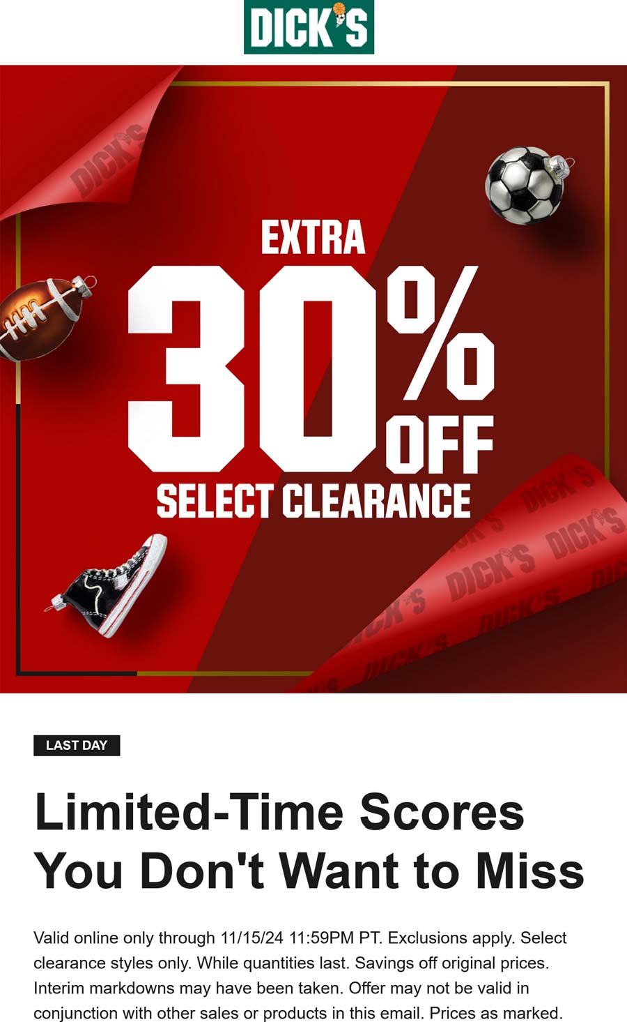 Extra 30% off various clearance today at Dicks sporting goods #dicks ...