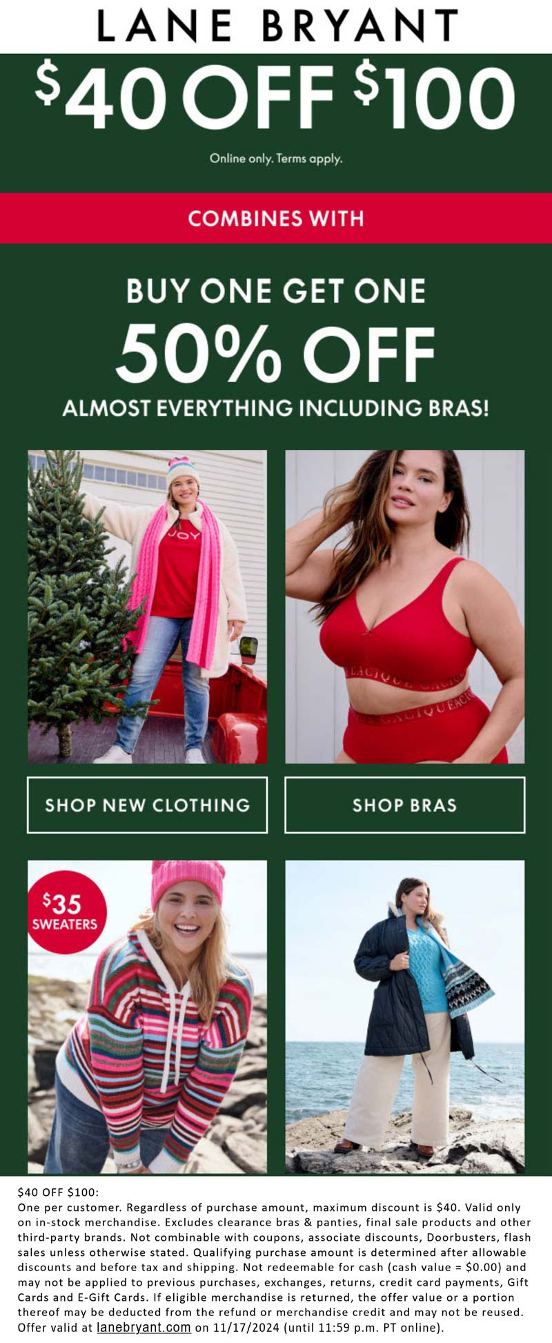 $40 off $100 + second item 50% off online today at Lane Bryant # ...