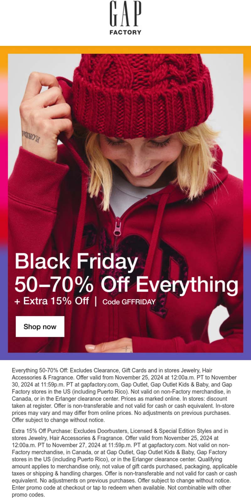 65-85% off everything at Gap Factory via promo code GFFRIDAY #gapfactory - The Coupons App®