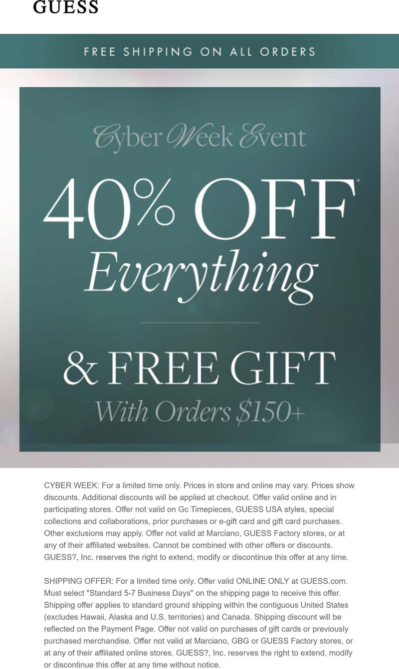 40% off everything at GUESS #guess - The Coupons App®