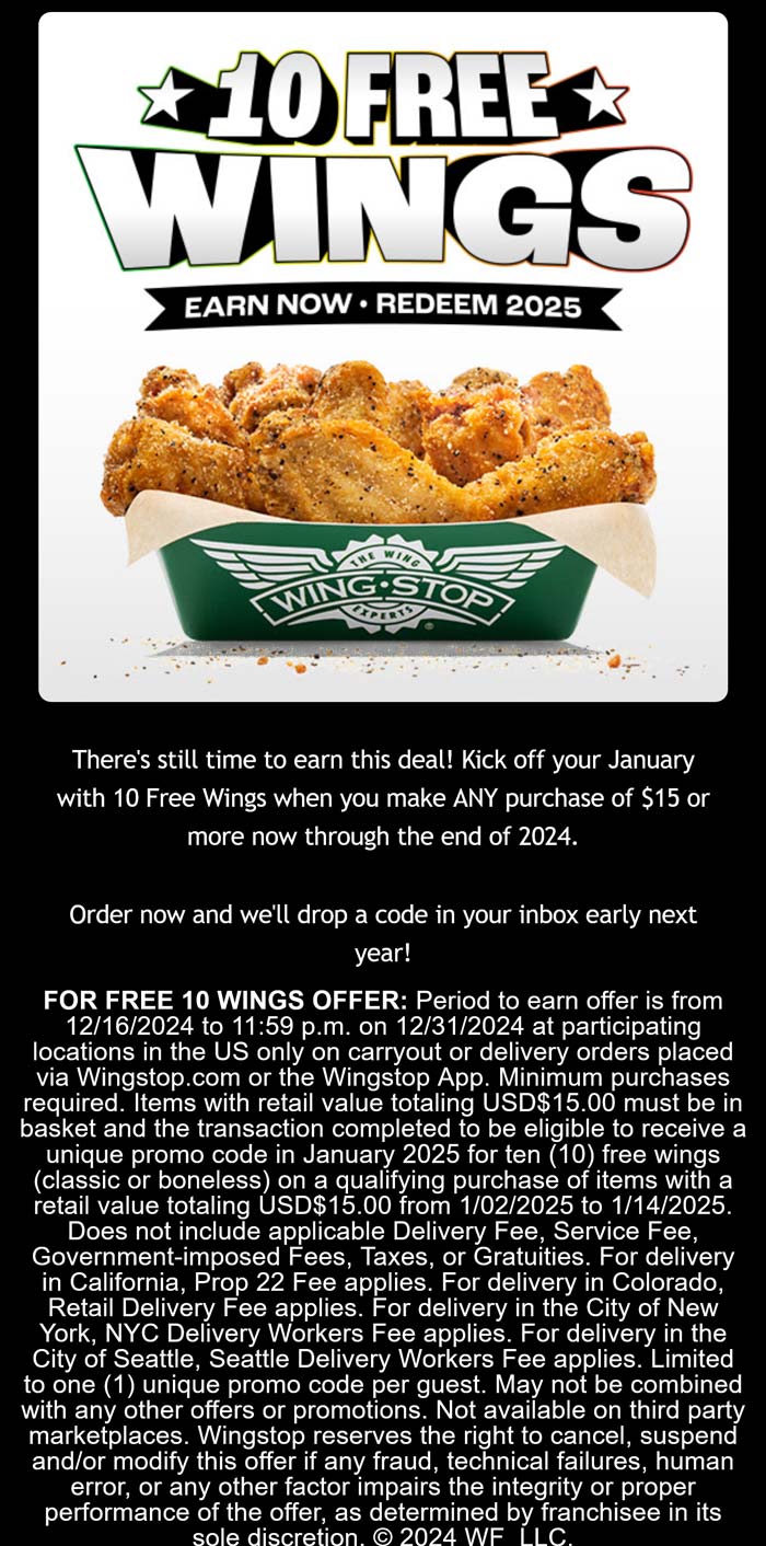10 free chicken wings on followup order at Wingstop #wingstop - The ...