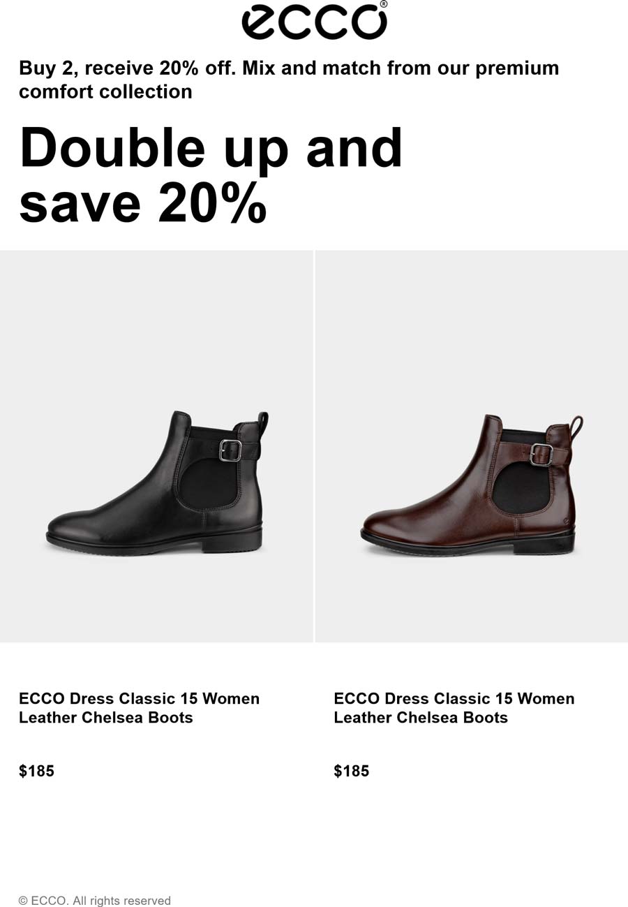 20% off 2+ items at ECCO #ecco - The Coupons App®