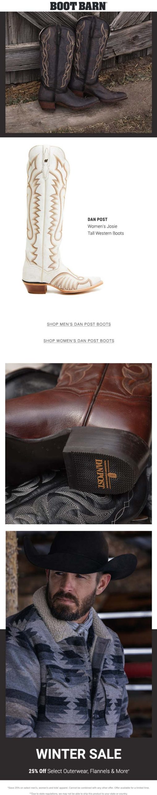 25% off various apparel at Boot Barn #bootbarn - The Coupons App®