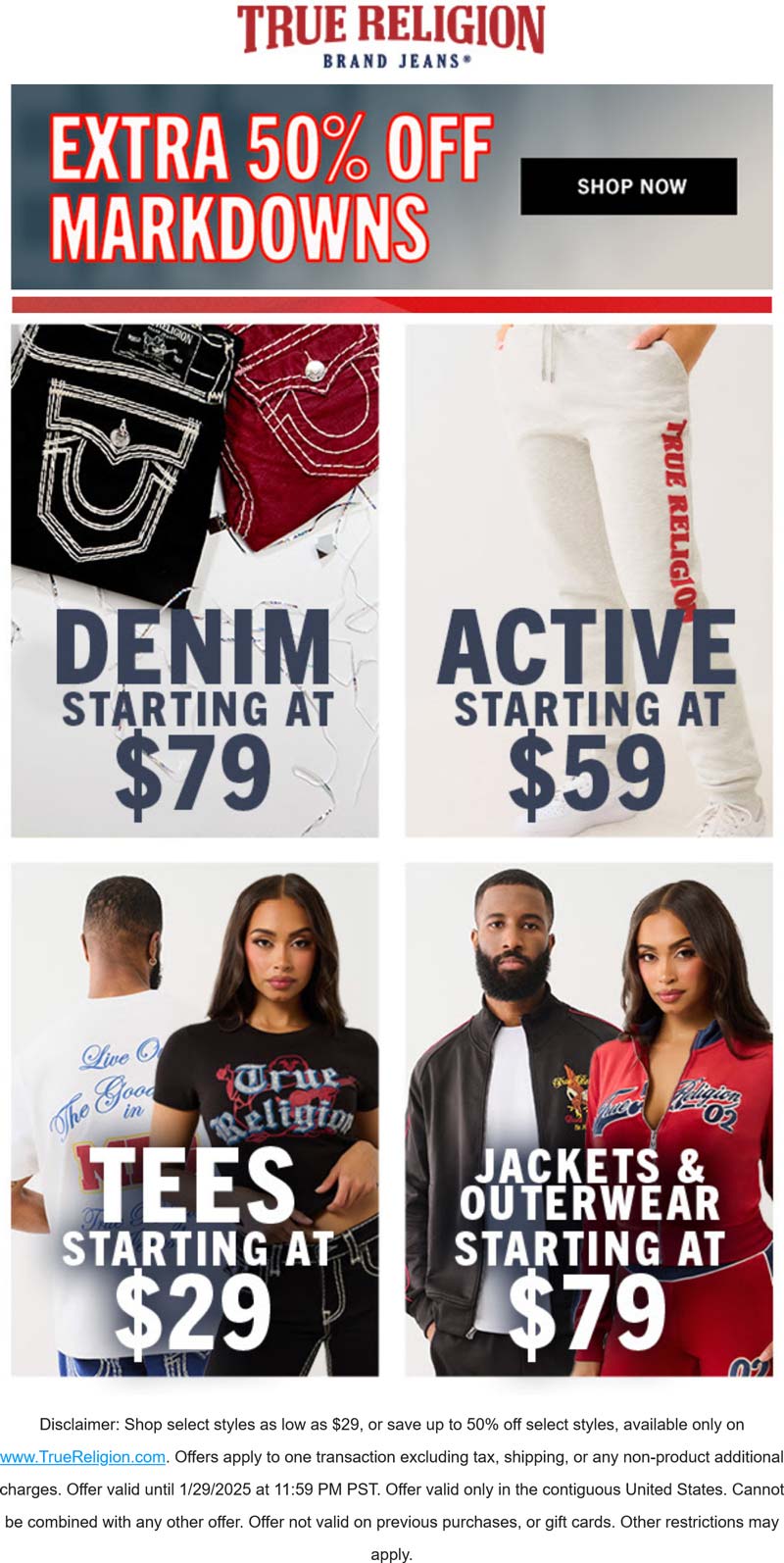 Extra 50% off sale items at True Religion #truereligion - The Coupons App®