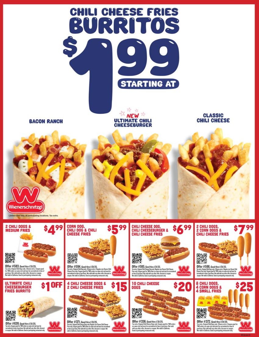 4 chili dogs = $4 Wednesdays this month at Wienerschnitzel restaurants ...