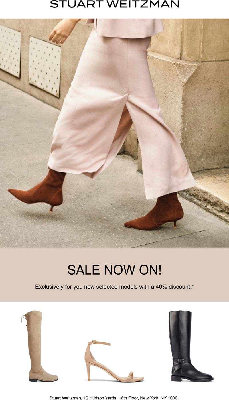 40% off sale items at Stuart Weitzman #stuartweitzman - The Coupons App®