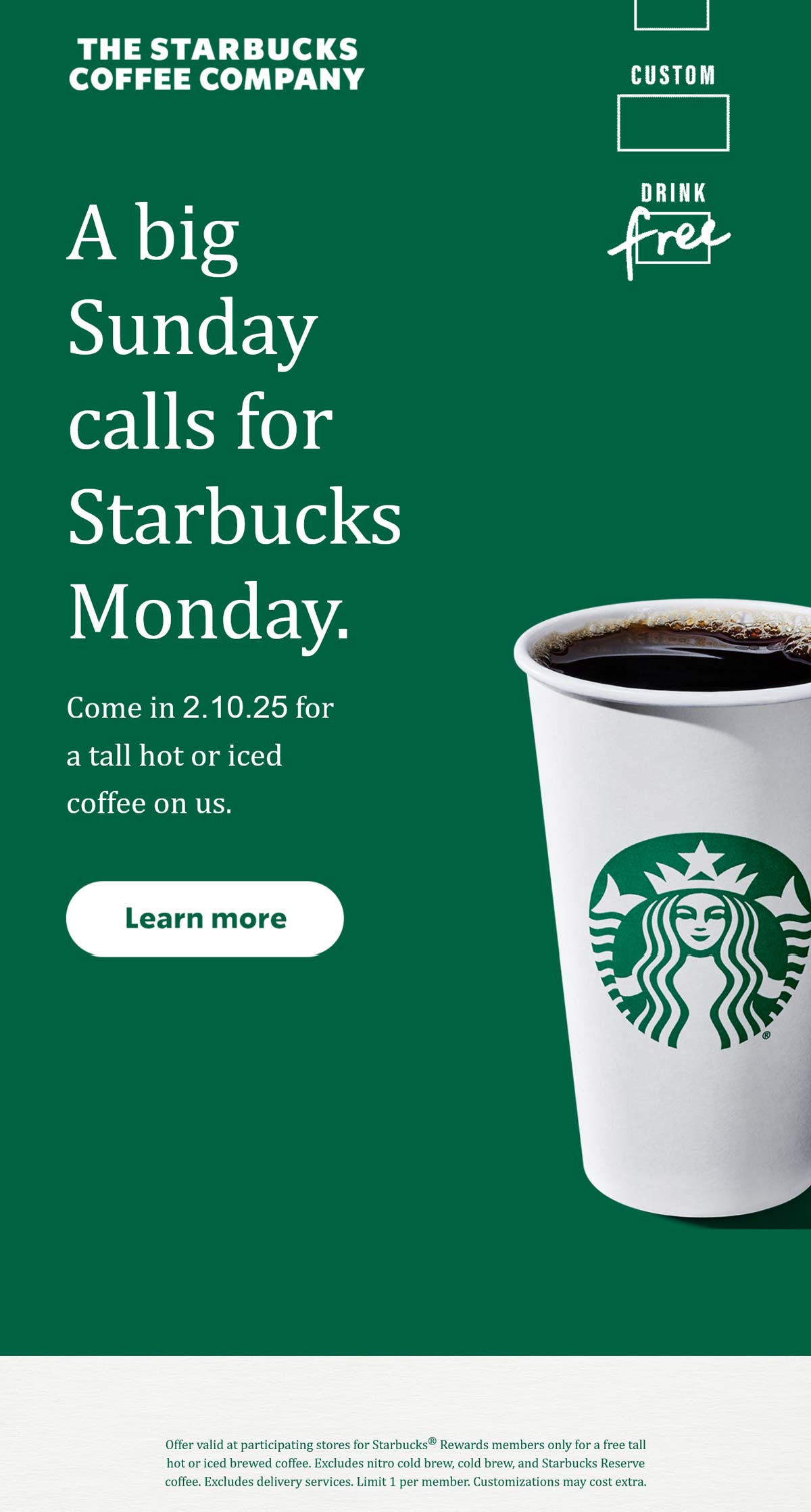 Free coffee Monday at Starbucks #starbucks - The Coupons App®