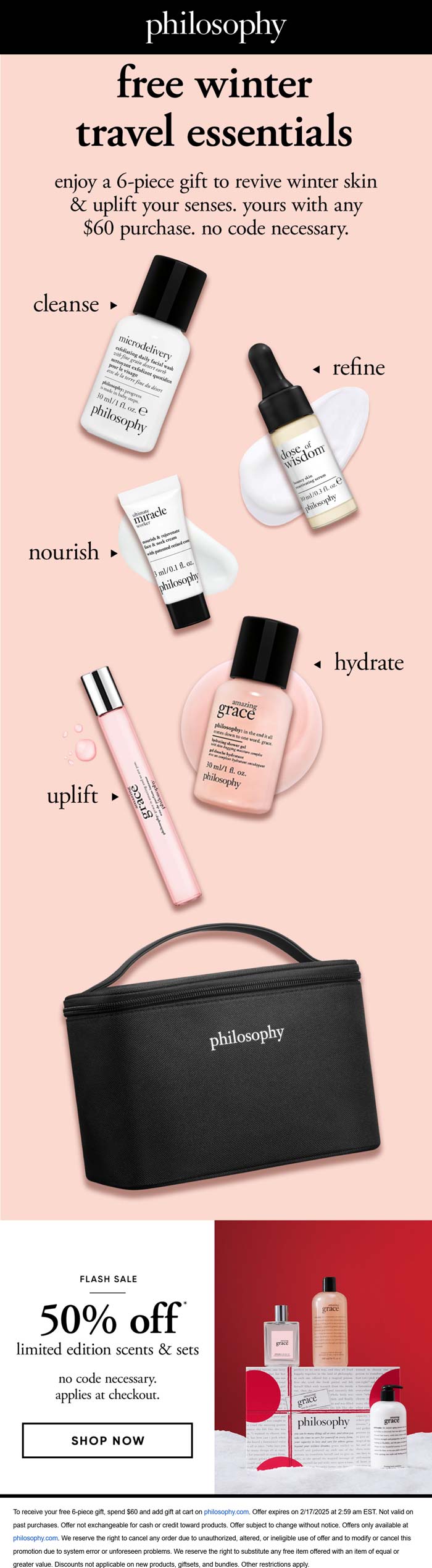 Free 6pc on $60 today at Philosophy #philosophy - The Coupons App®