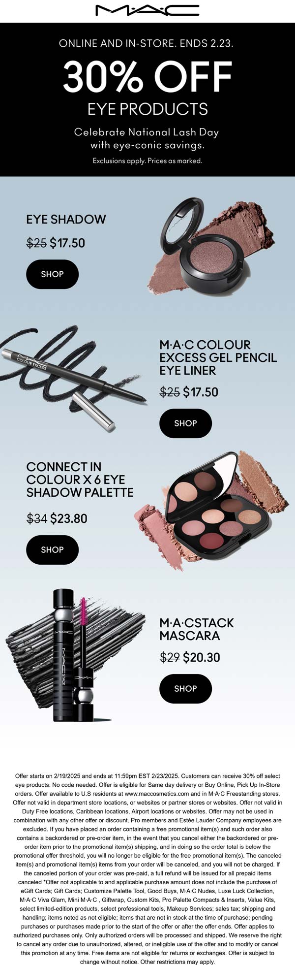 30% off eye products at MAC cosmetics, ditto online #mac - The Coupons App®