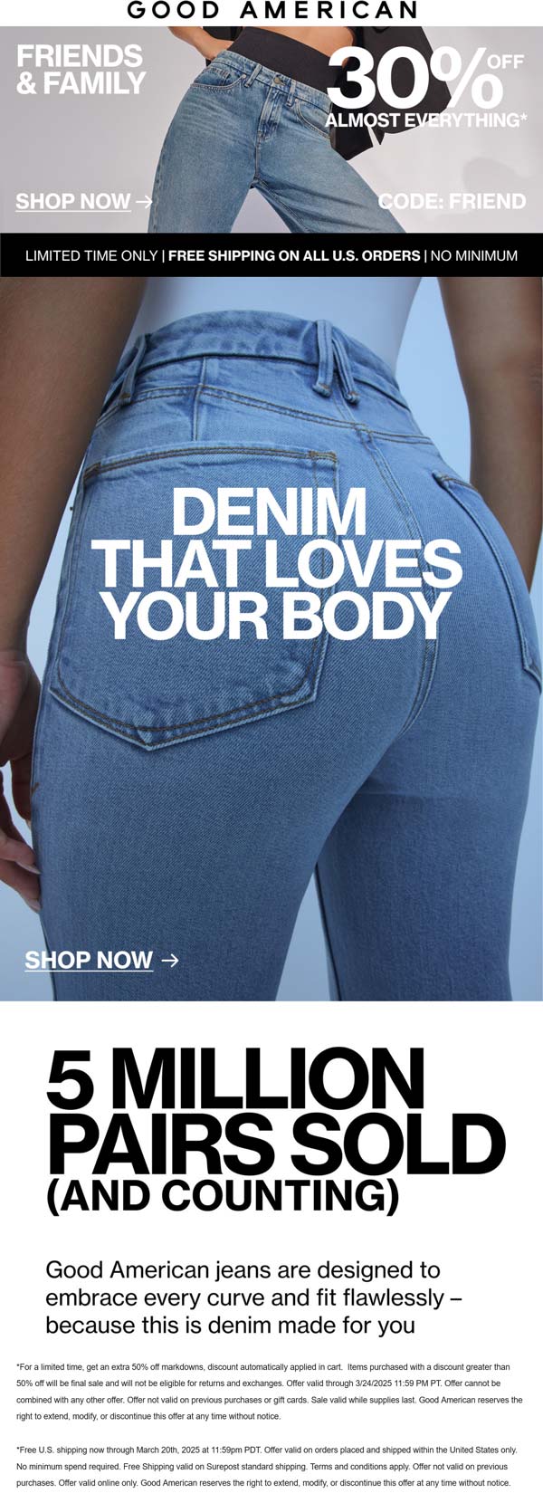 30% off everything at GOOD AMERICAN via promo code FRIEND #goodamerican ...