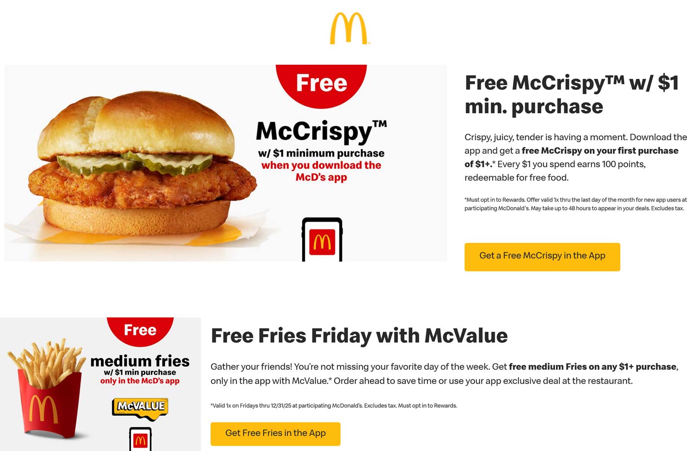 Free fries Friday today at McDonalds #mcdonalds - The Coupons App®