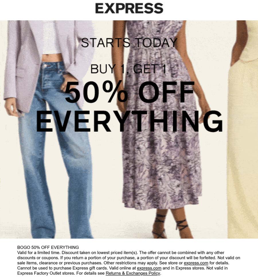 Second item 50% off at Express #express - The Coupons App®