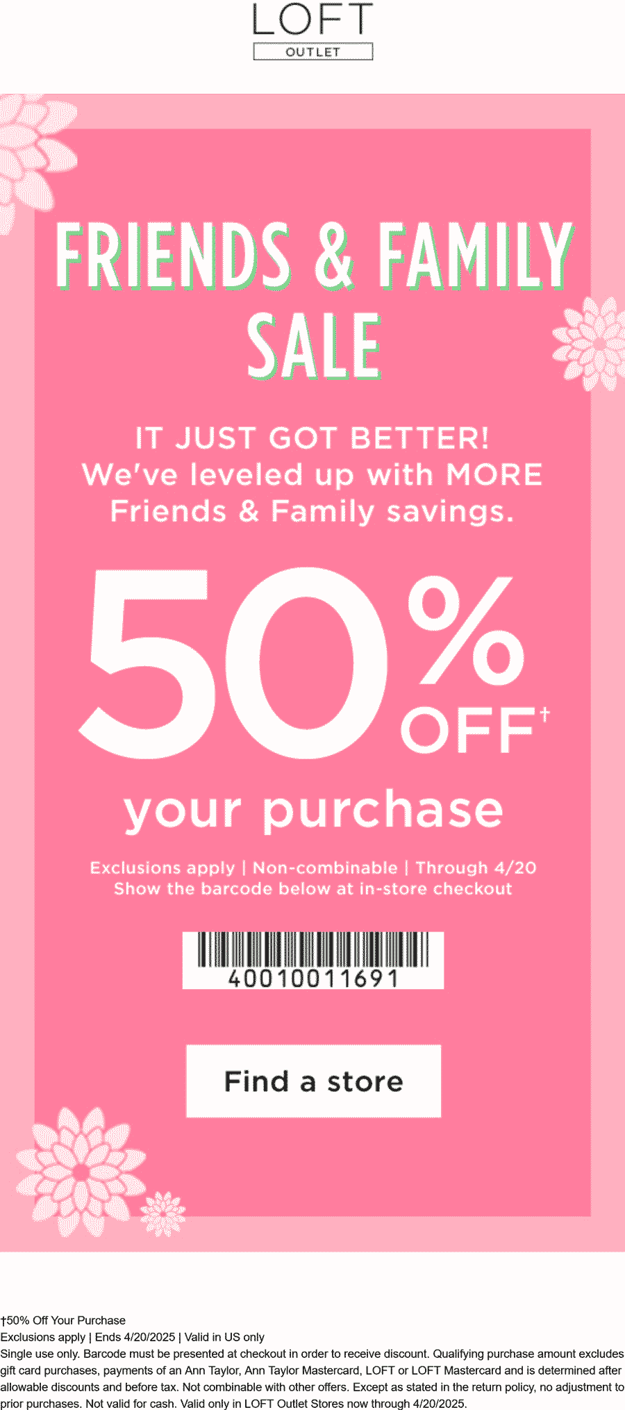 50% off at LOFT Outlet #loftoutlet - The Coupons App®