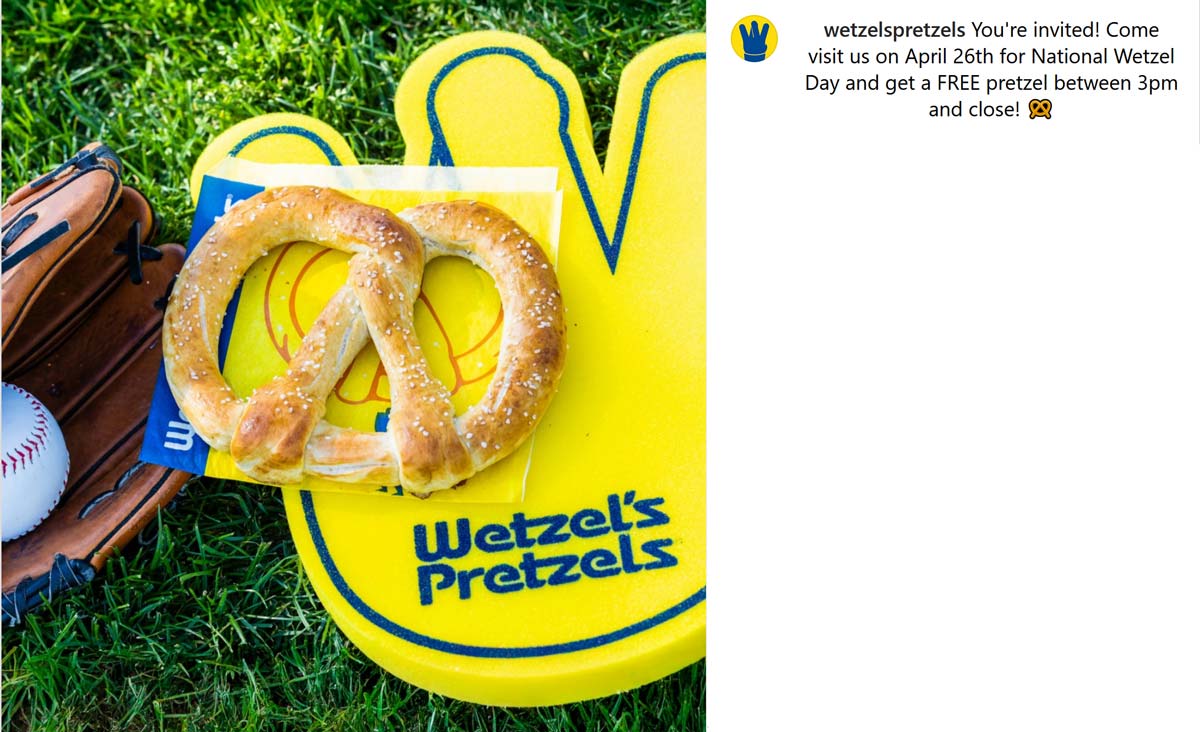 Free pretzel after 3p today at Wetzels Pretzels #wetzelspretzels - The ...