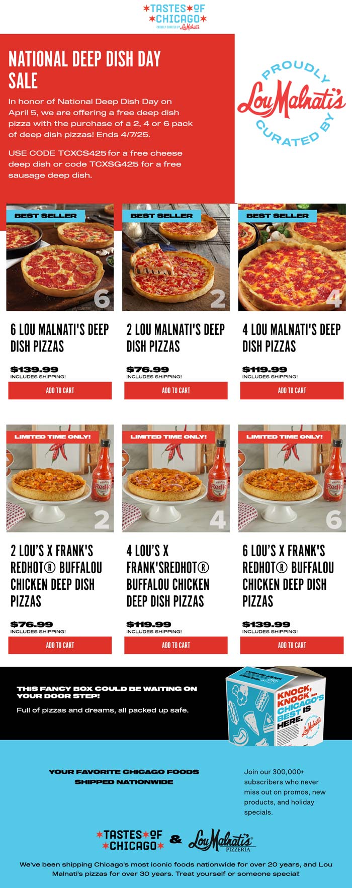 3rd deep dish pizza via mail free today at Tastes of Chicago via promo ...