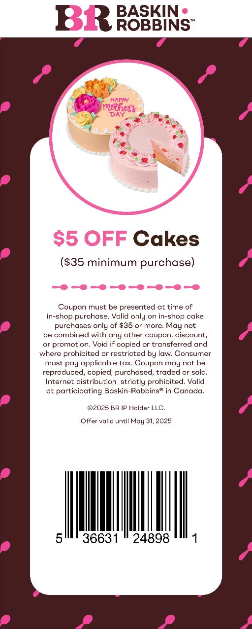 $5 off $35 on ice cream cakes at Baskin Robbins #baskinrobbins - The ...