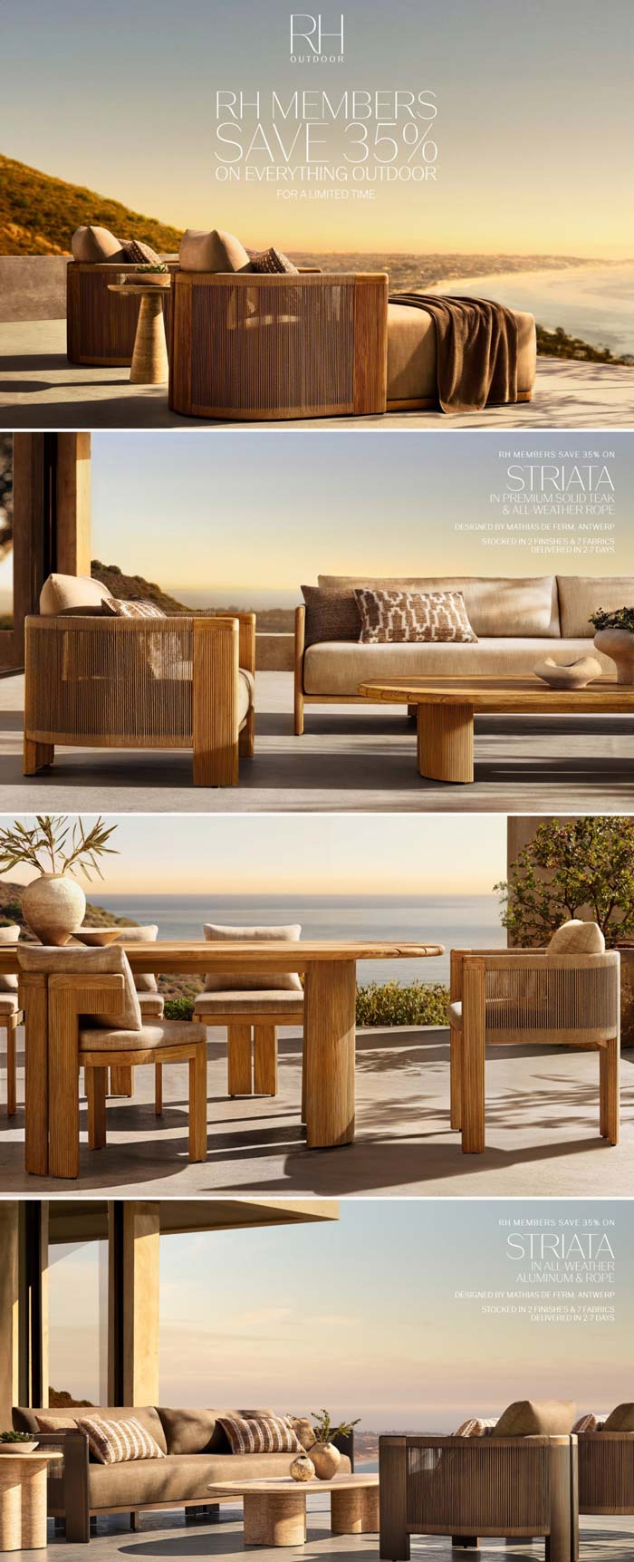 35% off all outdoor for members at RH #rh - The Coupons App®