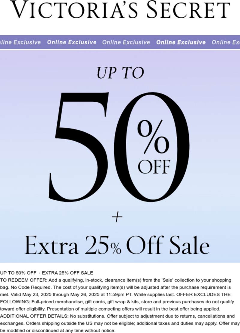 Extra 25% off sale items at Victorias Secret #victoriassecret - The ...