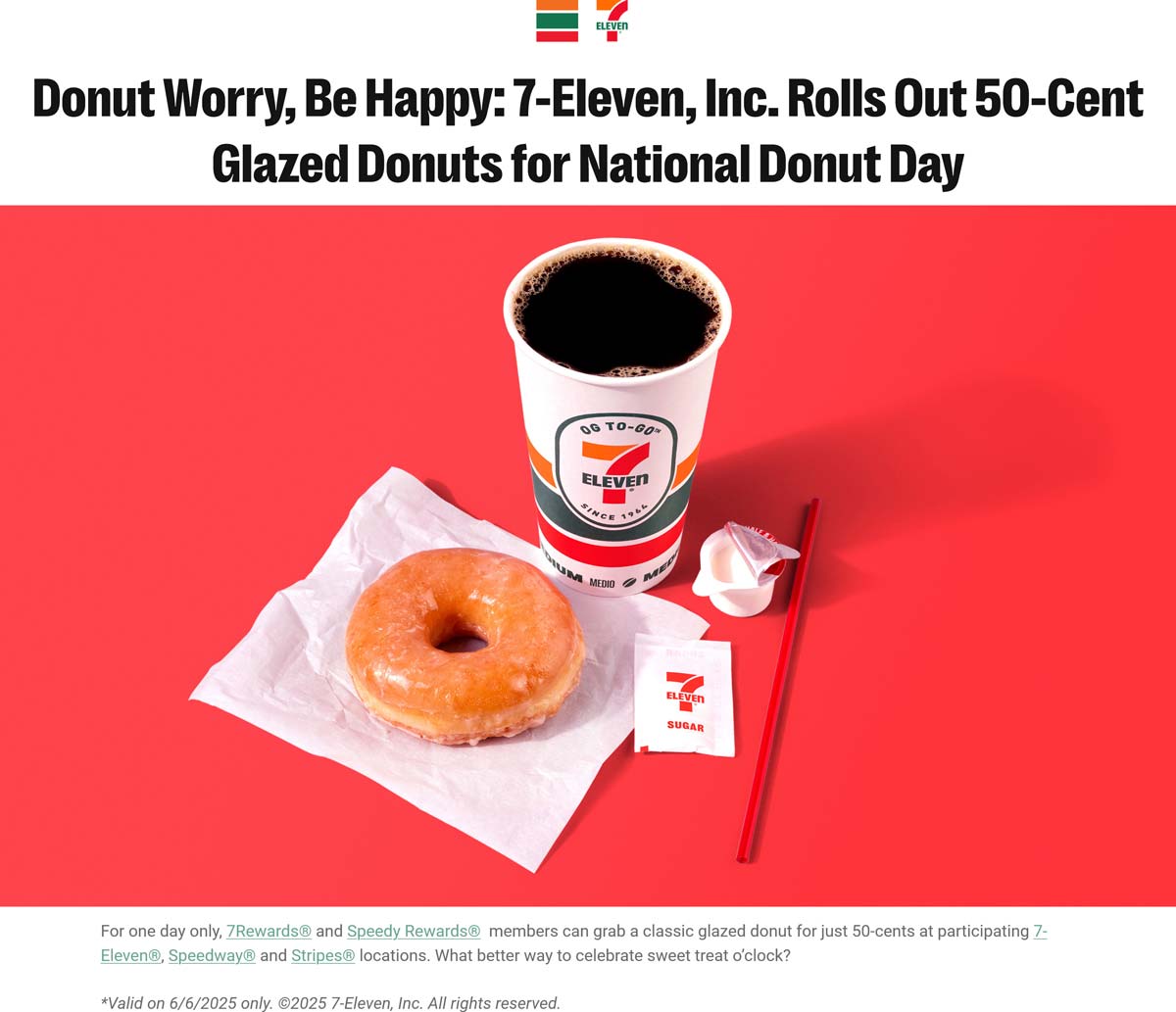 50-cent glazed donuts Friday at 7-Eleven #7eleven - The Coupons App®