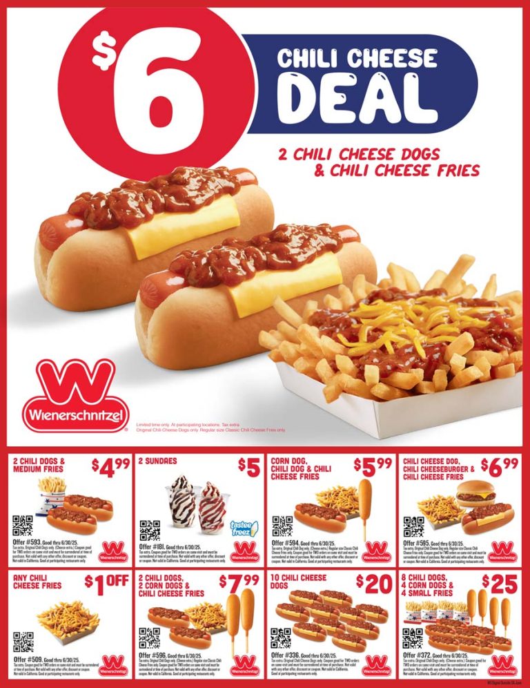 4 chili dogs = $4 Wednesdays this month at Wienerschnitzel restaurants ...