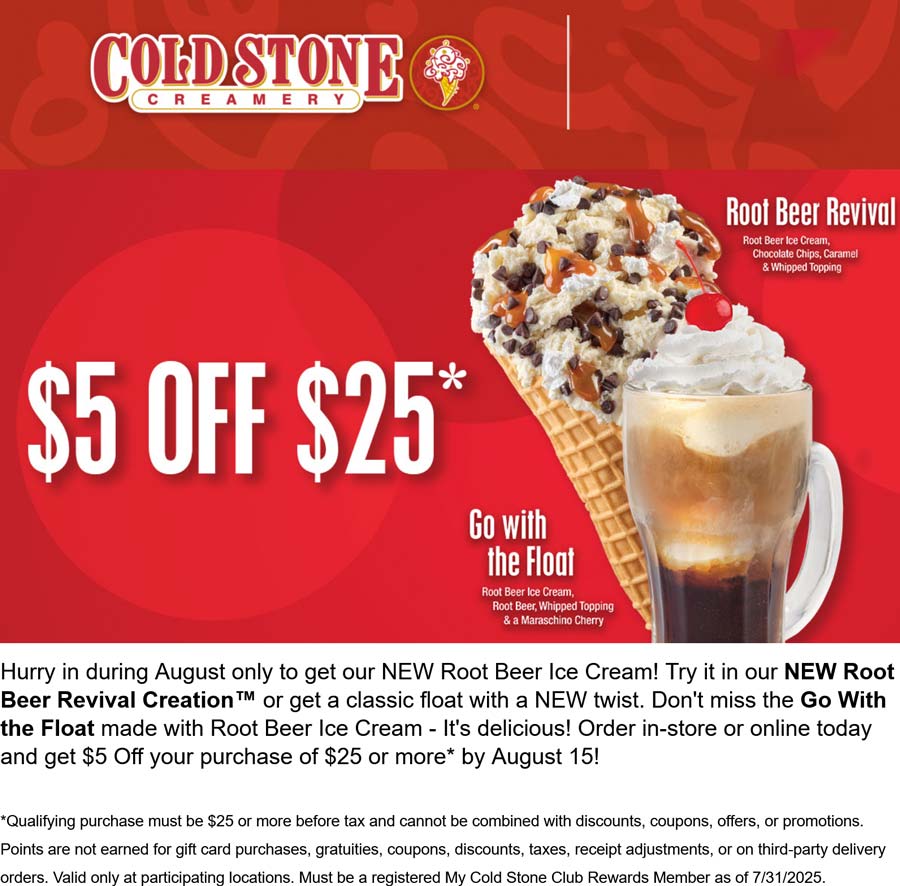 Ice cream is $5 off $25 at Cold Stone Creamery #coldstonecreamery - The ...