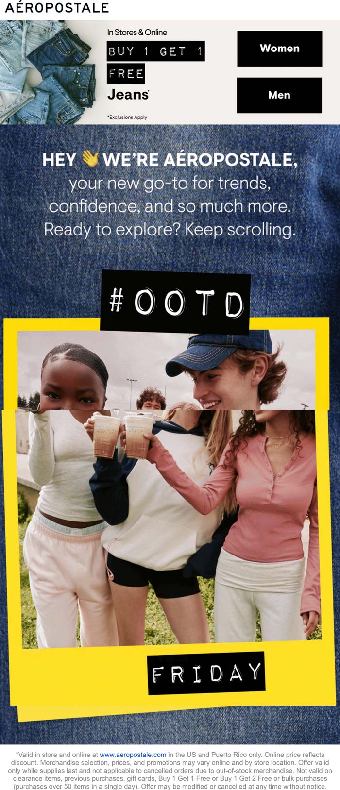 Second jeans free at Aeropostale, ditto online #aeropostale - The Coupons App®