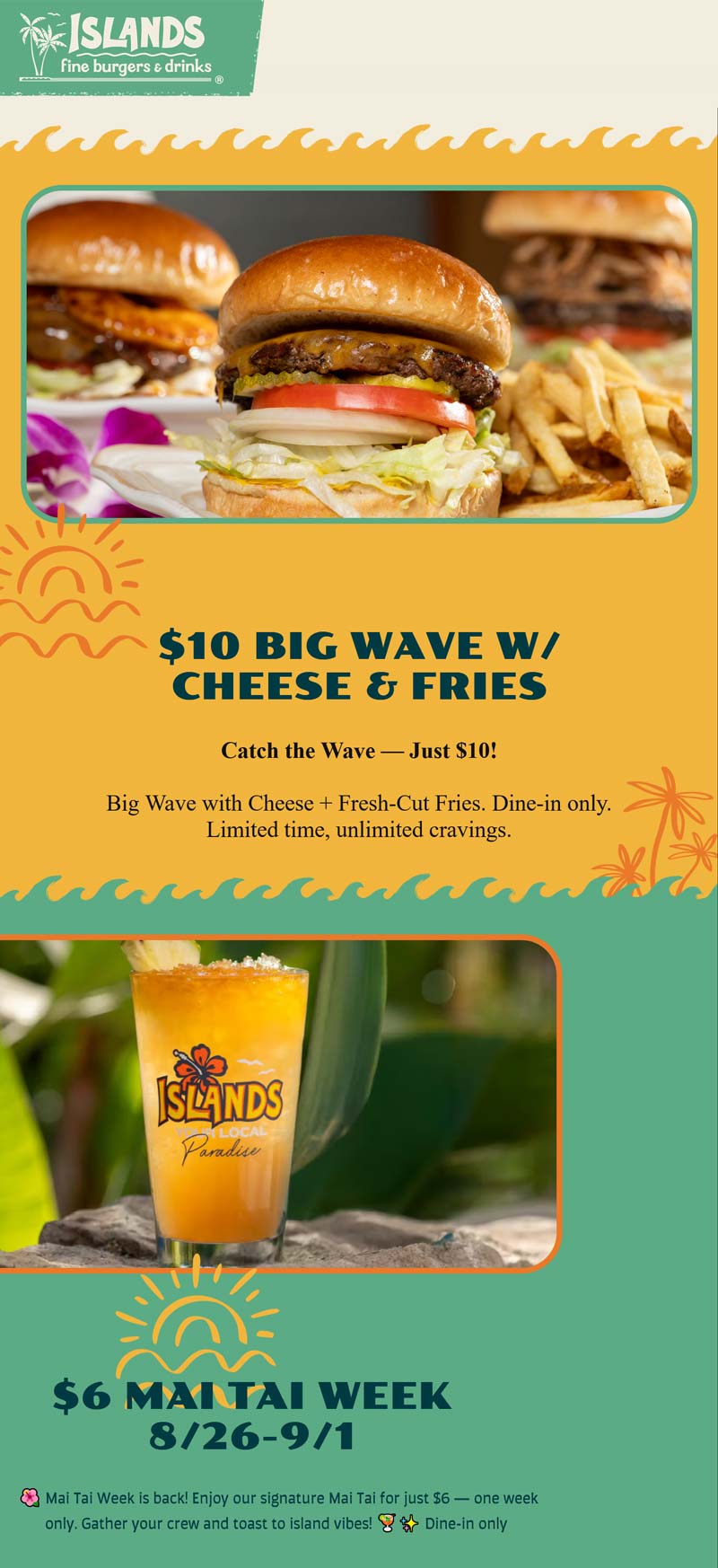 $10 cheeseburger & fries + $6 mai tais at Islands restaurants #islands ...