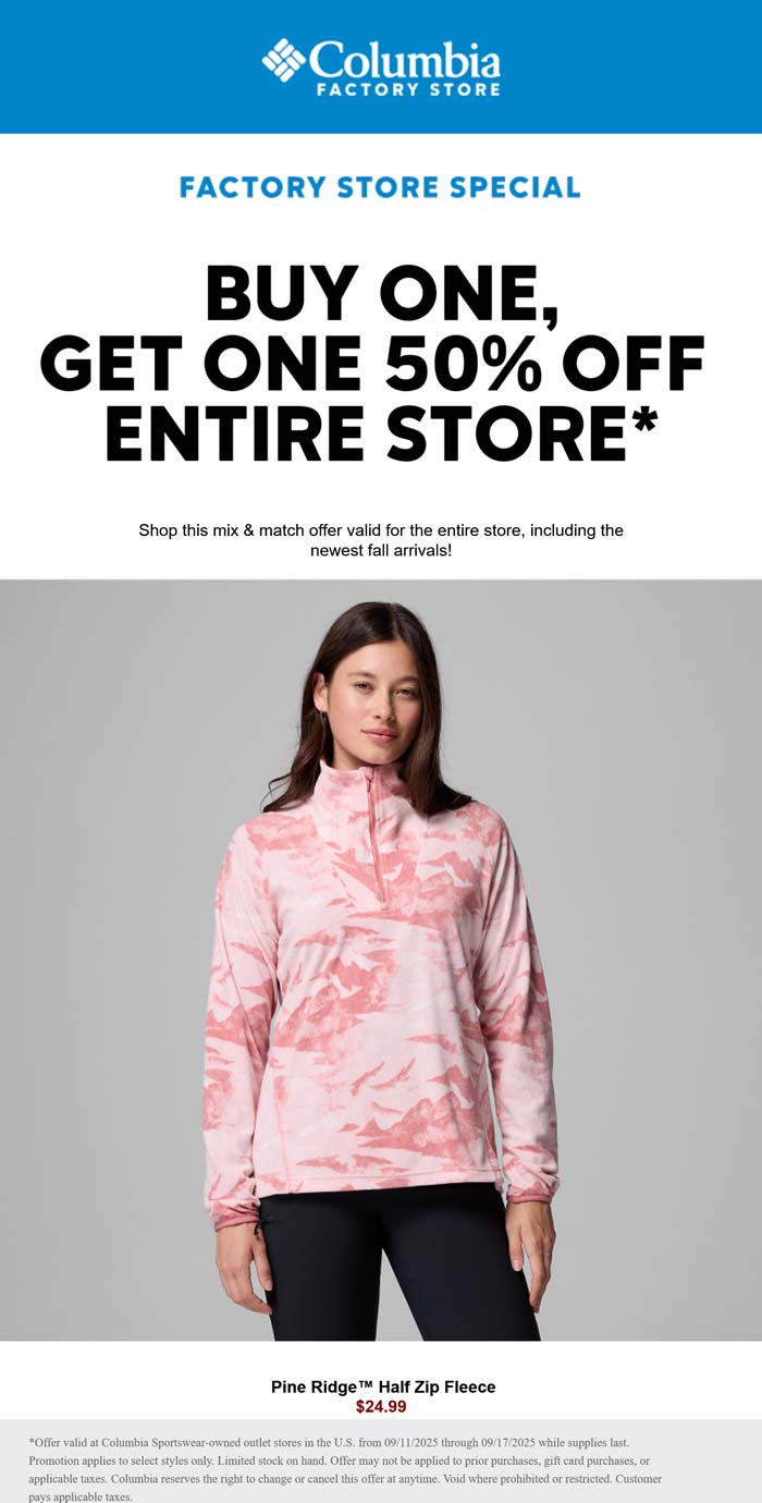Second item 50% off at Columbia Factory Store #columbiafactorystore ...