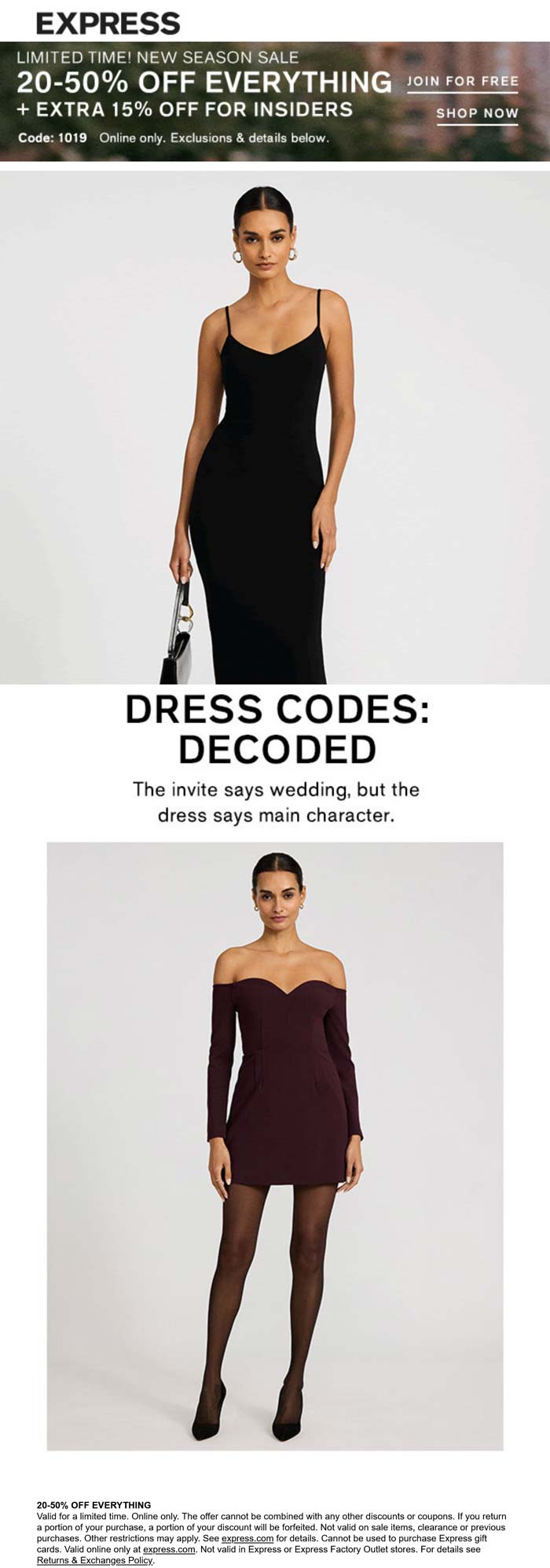 20-50% off everything online at Express via promo code 1019 #express ...