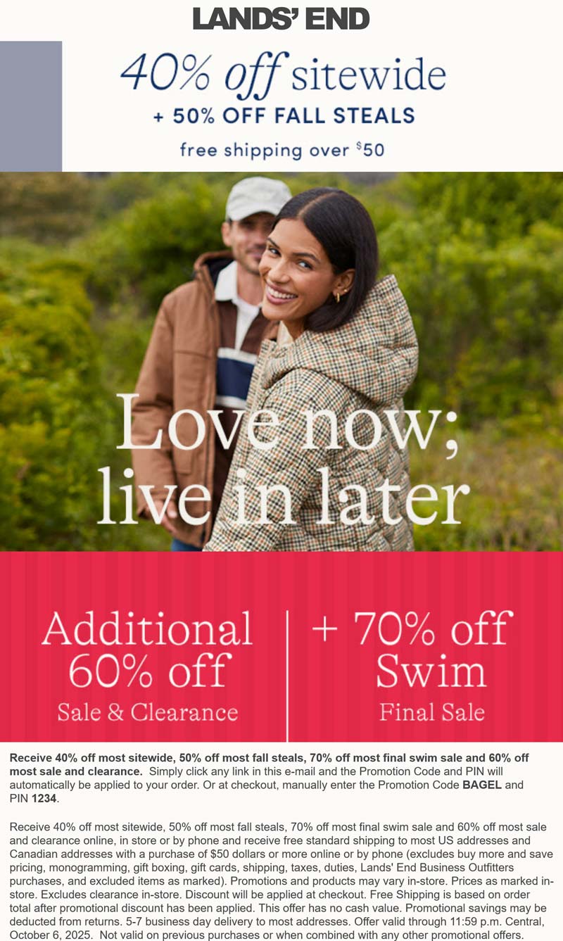 70% off sale & clearance today at Lands End via promo code DEAL70 and ...
