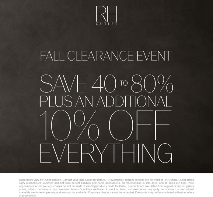 50-90% off everything at RH Outlet #rhoutlet - The Coupons App®