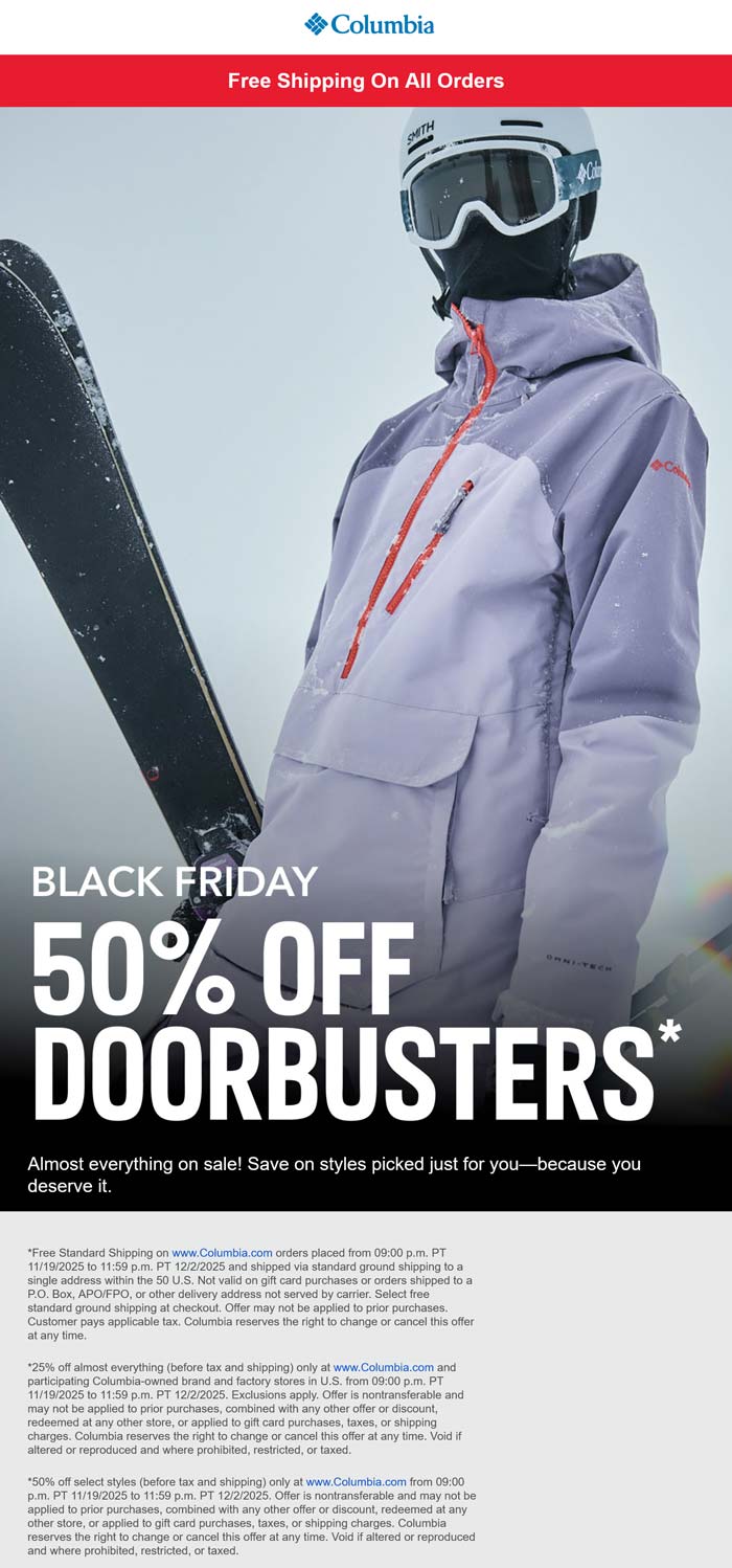 50% off at Columbia #columbia - The Coupons App®