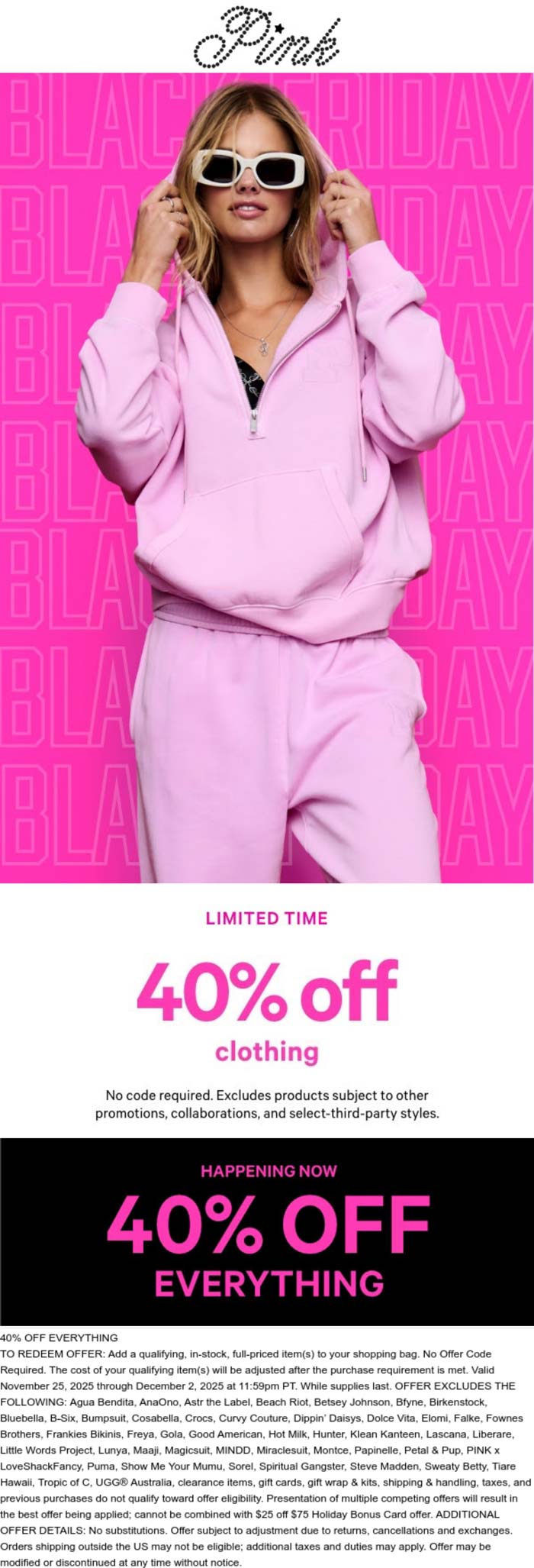 40% off everything at PINK #pink - The Coupons App®
