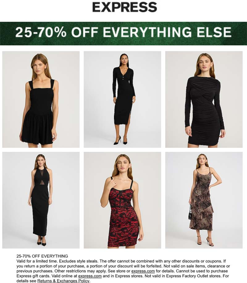 25-70% off everything at Express, ditto online #express - The Coupons App®