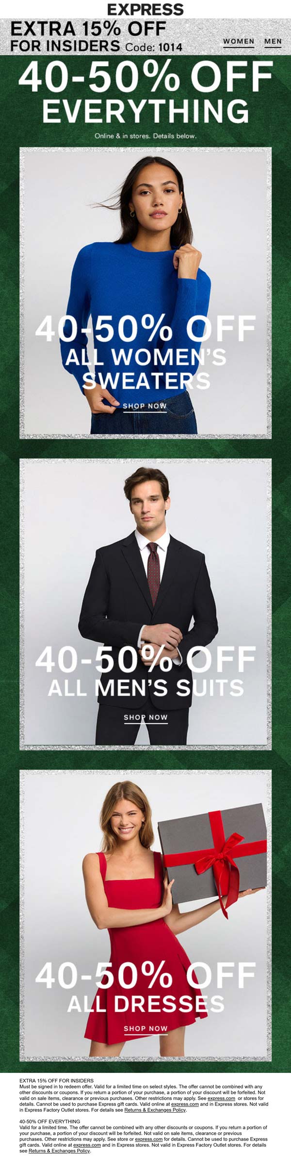 55-65% off everything at Express via promo code 1014 #express - The ...