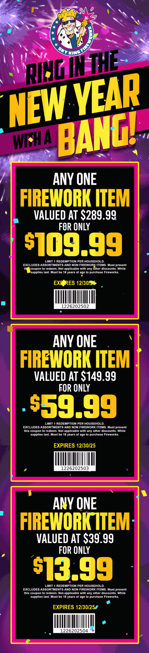 60% off a single item today at Sky King Fireworks #skykingfireworks ...
